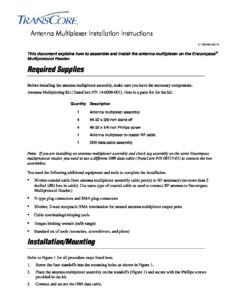 TransCore | Antenna Multiplexer Installation Instructions