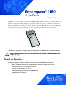 TransCore | 16-1150-004 Rev F Encompass 1150 Mobile Reader UG